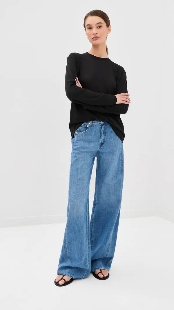 Tibi Sheer Crepe Knit Long Sleeve Tee