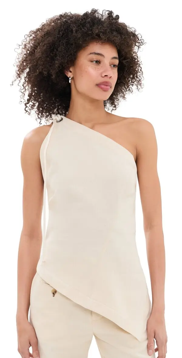 Helmut Lang Asymmetrical One-shoulder Top - Muslin