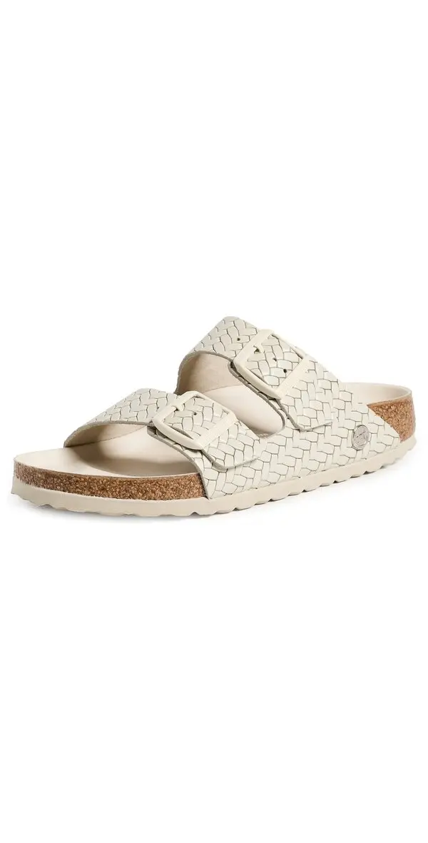 BIRKENSTOCK Arizona Woven Embossed Sandals - Ecru
