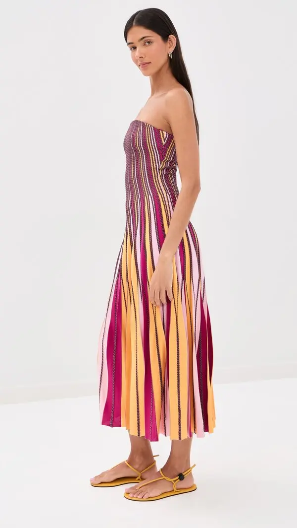 Simkhai Soleil Strapless Stripe Knit Midi Dress