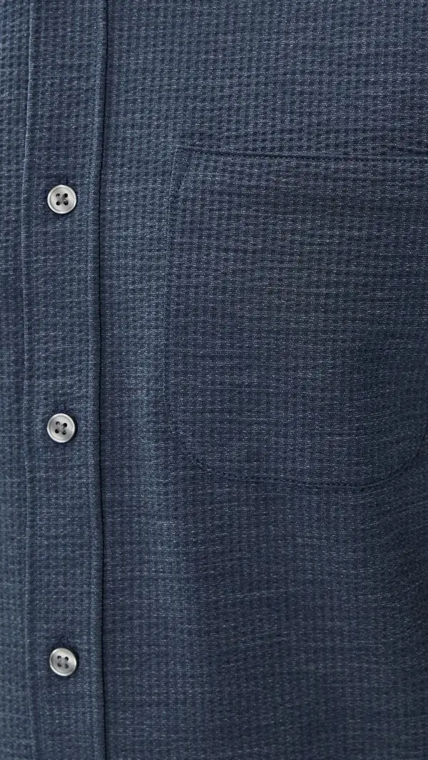 RHONE Commuter Seersucker Button Down Shirt - Navy Chambray