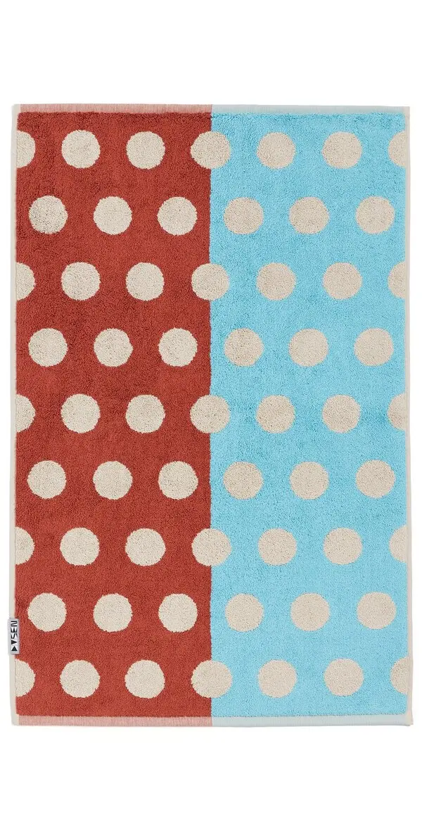 DUSEN DUSEN Polka Dot Cotton Terry Bath Mat - Pearl Dot