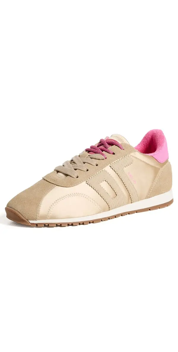 BACK 70 Satin Sneakers With Suede Trim - Beige
