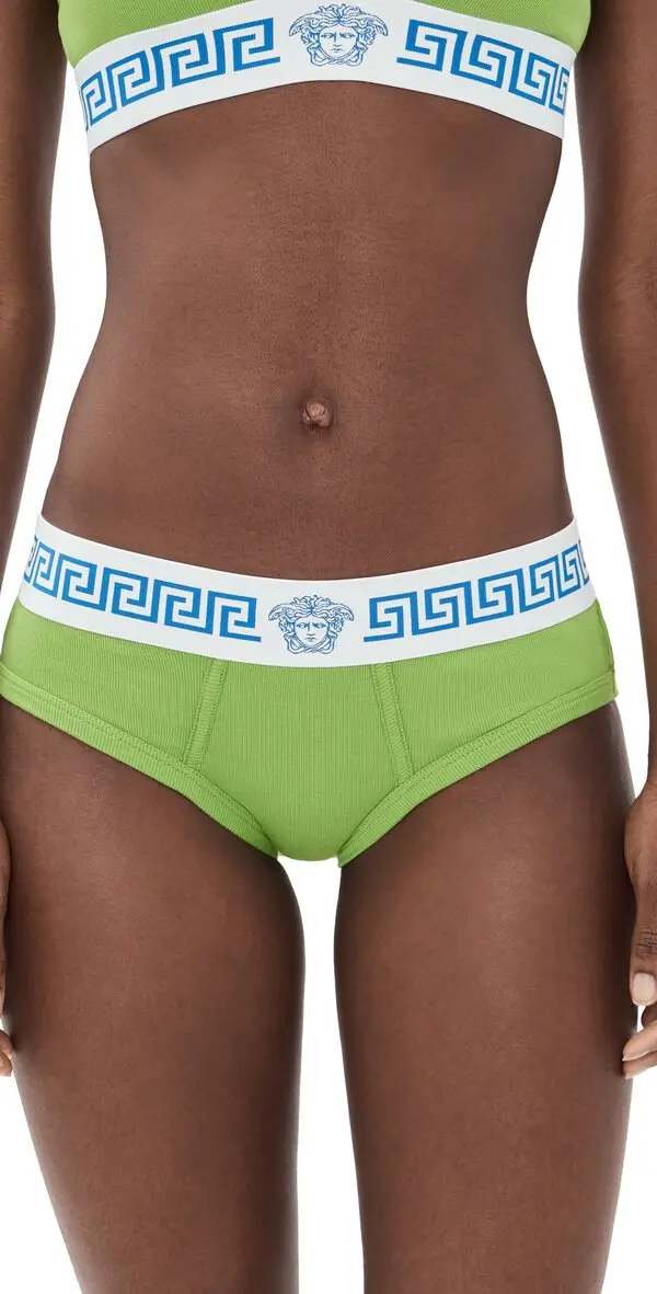 Versace Slip Bio Cotton Rib Panties - Bright Green