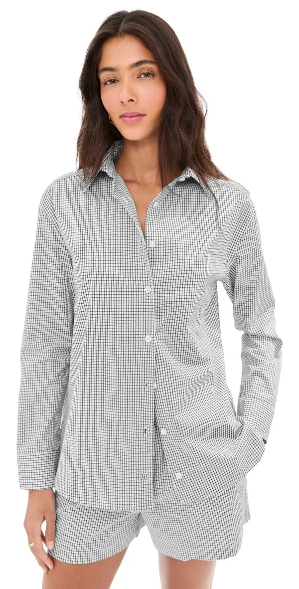 LE BOP Kali Tie Back Button Down - Black Check