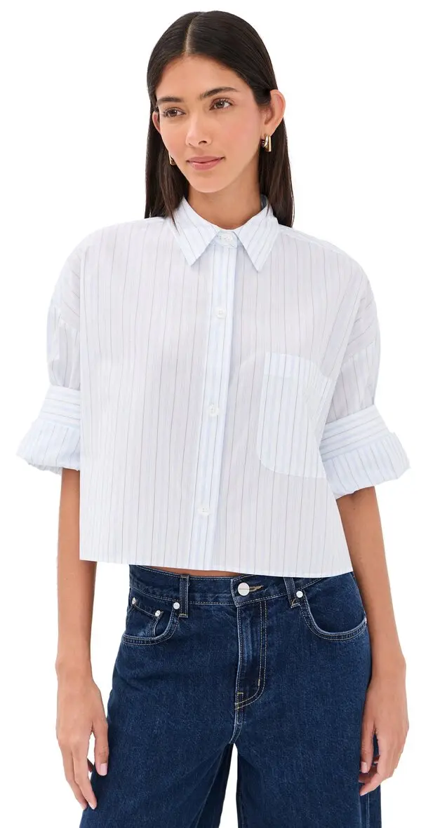 TWP Cotton Striped Shirt - White / Blue