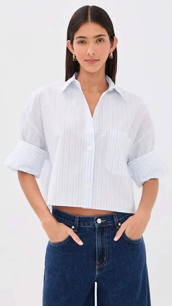 TWP Cotton Striped Shirt - White / Blue