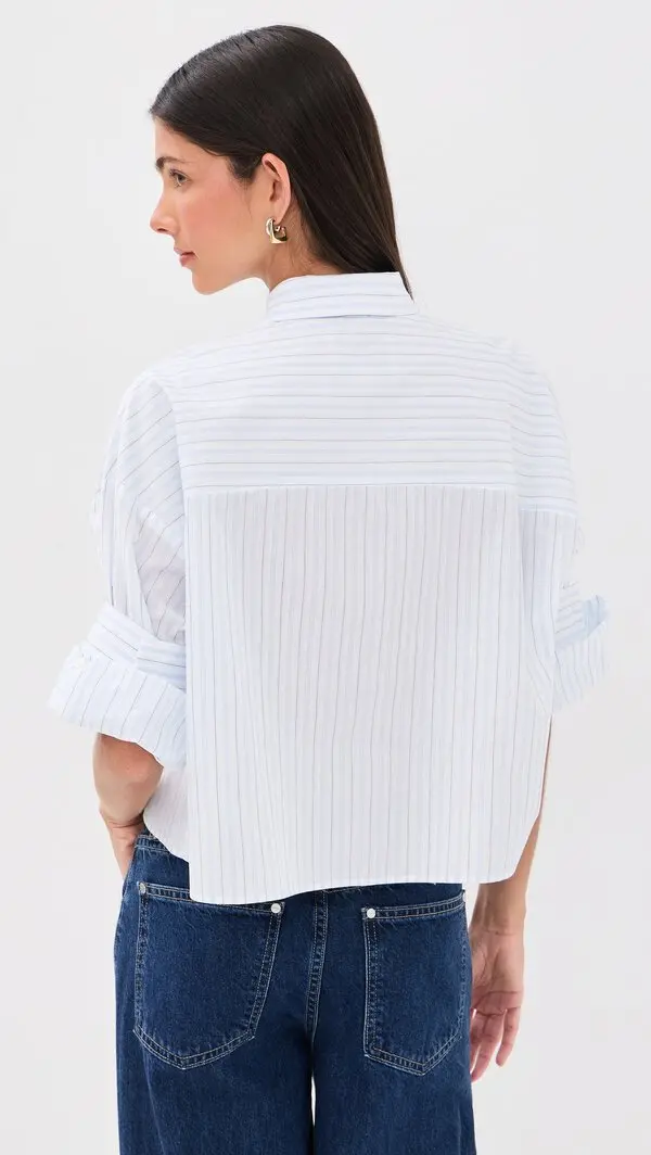 TWP Cotton Striped Shirt - White / Blue