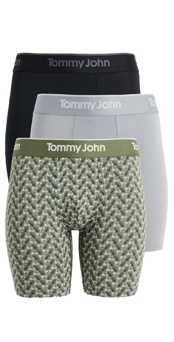 Tommy John Second Skin 6 Boxer Briefs 3 Pack - Black/monument/golcartfourleaf
