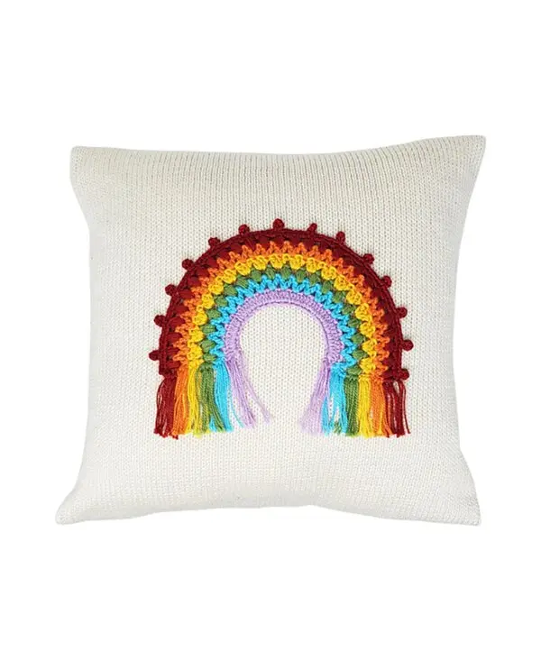 MELANGE COLLECTION Knit Cotton 10 Rainbow Pillow - Light Beige
