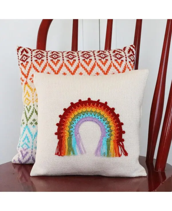 MELANGE COLLECTION Knit Cotton 10 Rainbow Pillow