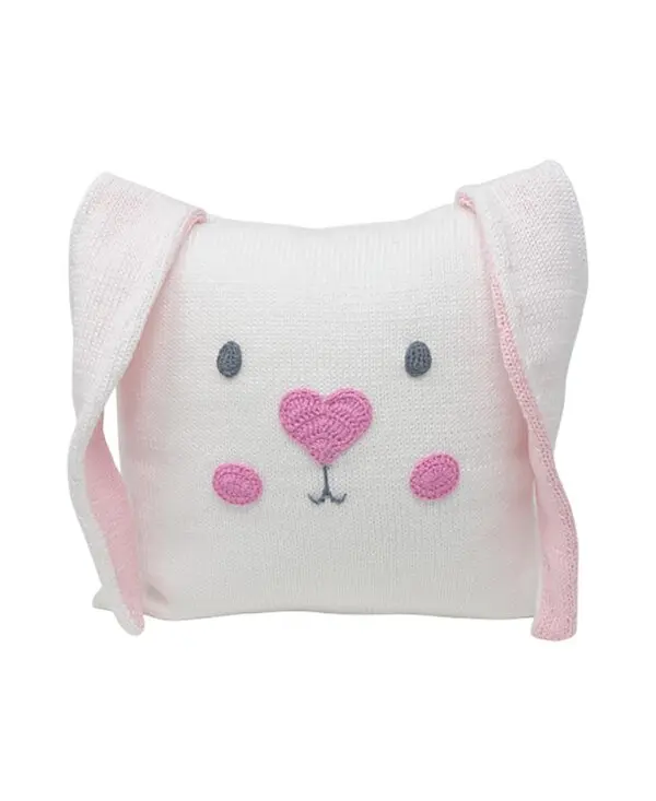 MELANGE COLLECTION Knit Cotton Bunny Face 10 Pillow - White