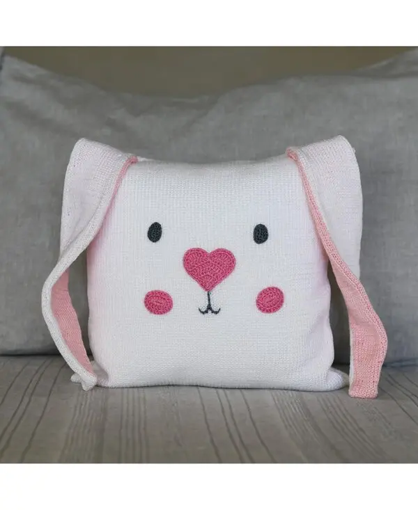 MELANGE COLLECTION Knit Cotton Bunny Face 10 Pillow