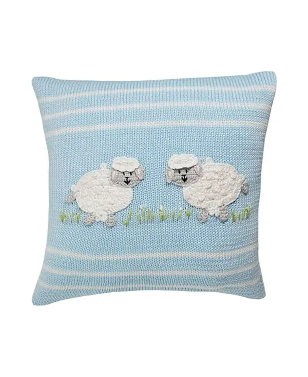 MELANGE COLLECTION Knit Cotton 10 Lamb Pillow - Light/pastel Blue