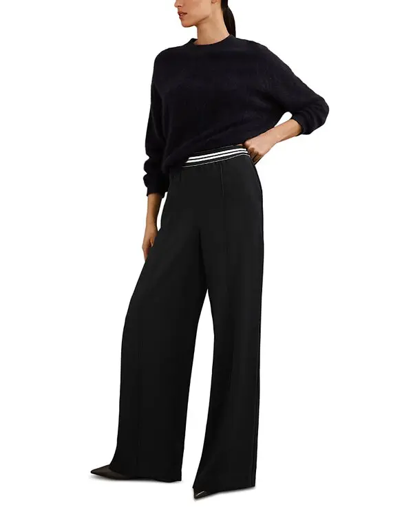 REISS Petite Sonnie Wide Leg Pants - Navy