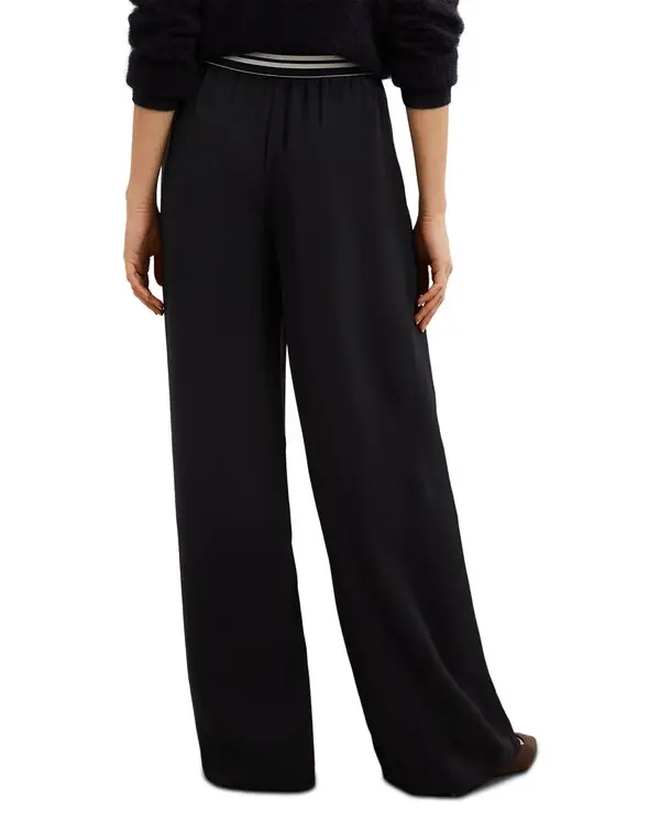REISS Petite Sonnie Wide Leg Pants - Navy