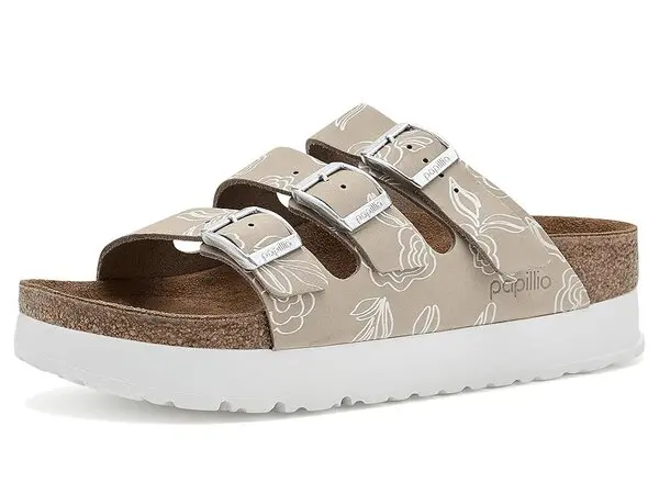 BIRKENSTOCK Papillio Florida Platform Floral Printed Sandals - Taupe