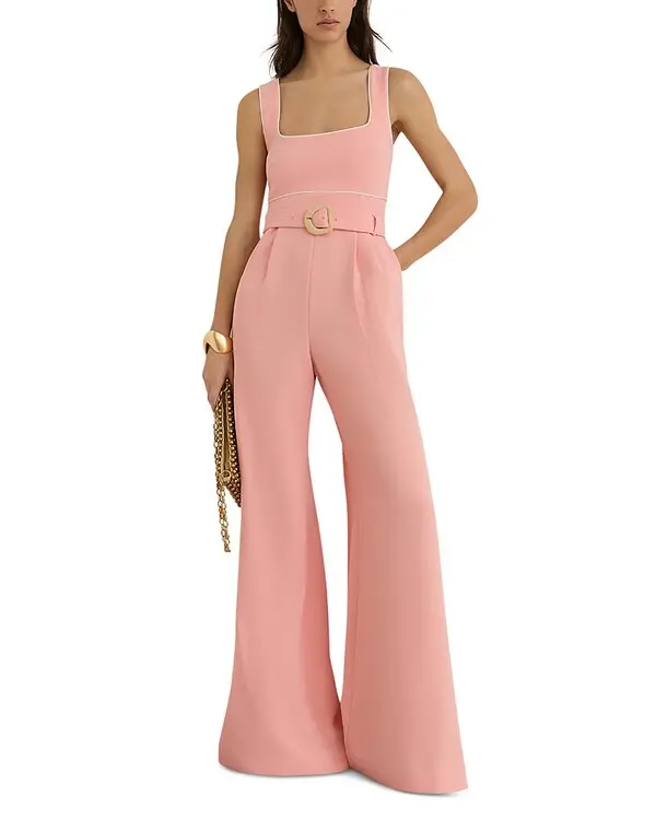 REISS Dion Belted Jumpsuit - Pink