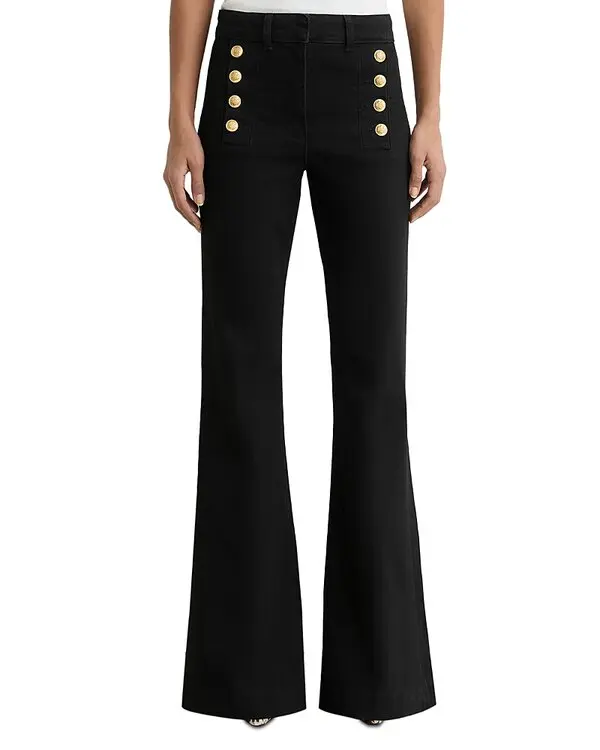 REISS Petites Athena Flare Leg Jeans - Black