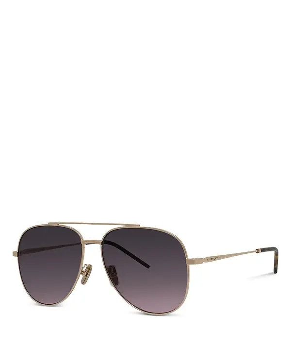 Givenchy City Pilot Sunglasses, 58mm - Gold/brown