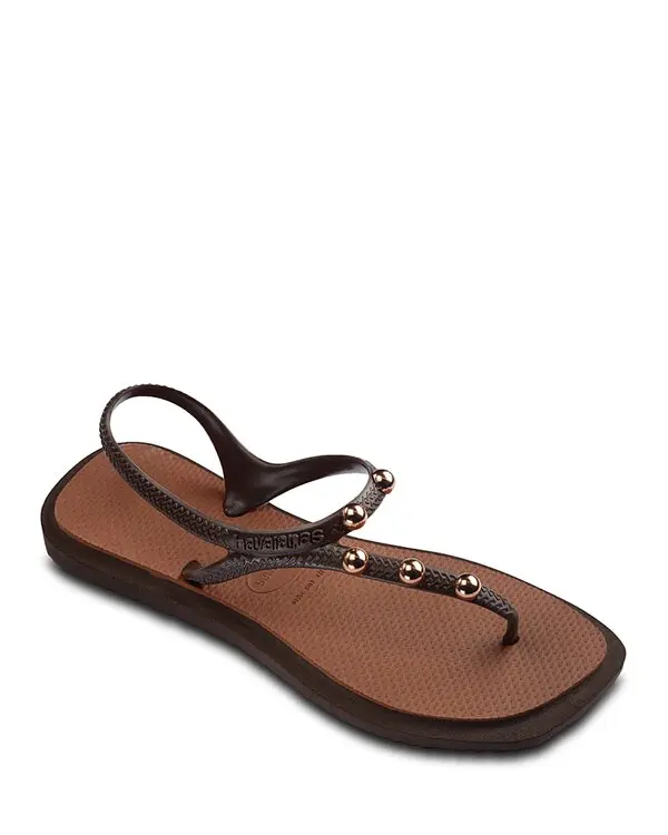 Havaianas Flash Fusion Studded Thong Sandals - Coffee/rust