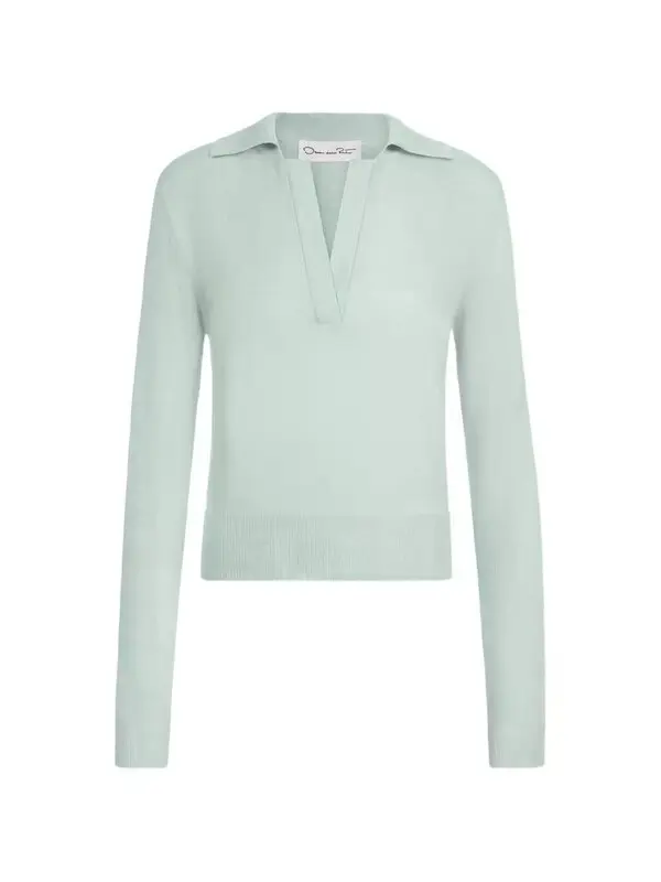 Oscar De La Renta Wool Polo Pullover - Blue