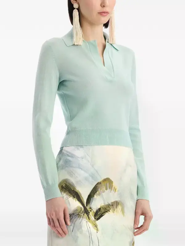 Oscar De La Renta Wool Polo Pullover