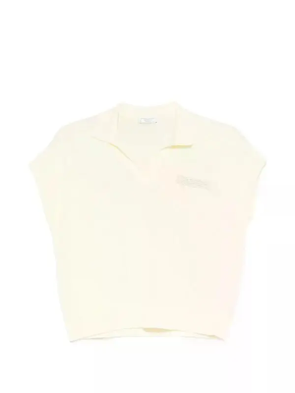 Peserico Light Knitted Polo Collar V-neck Sweater - Yellow