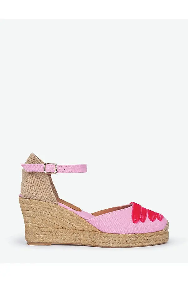 Penelope Chilvers Mary Jane Dali Espadrille Wedges - Pink