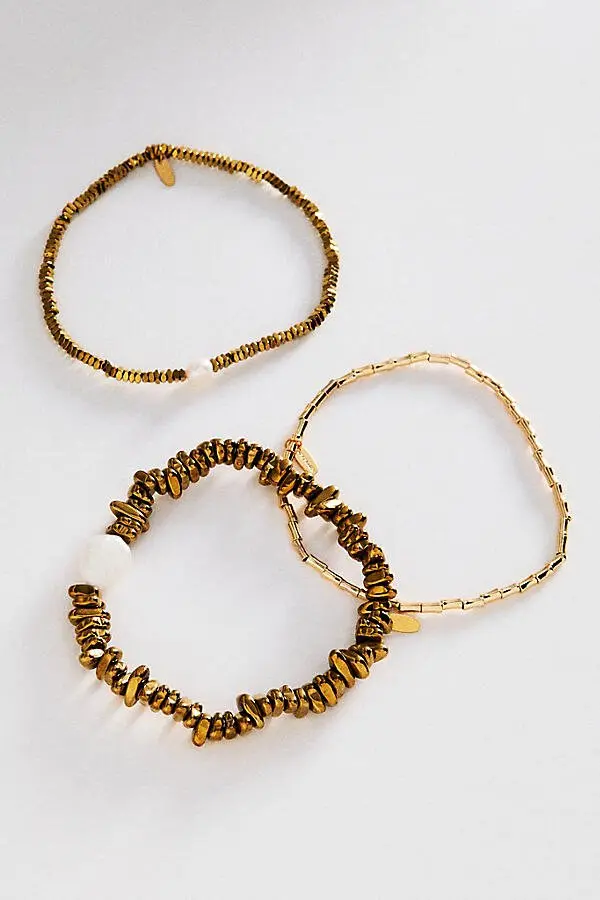 Anthropologie Beaded Stretch Bracelets Set Of 3