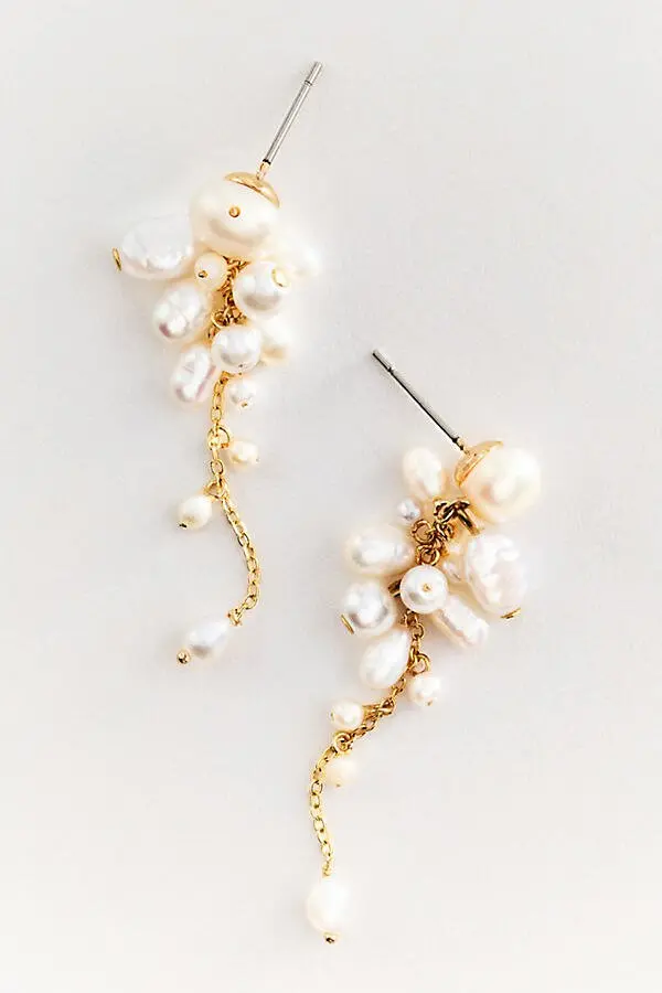 Anthropologie Cluster Drop Earrings - Pearl