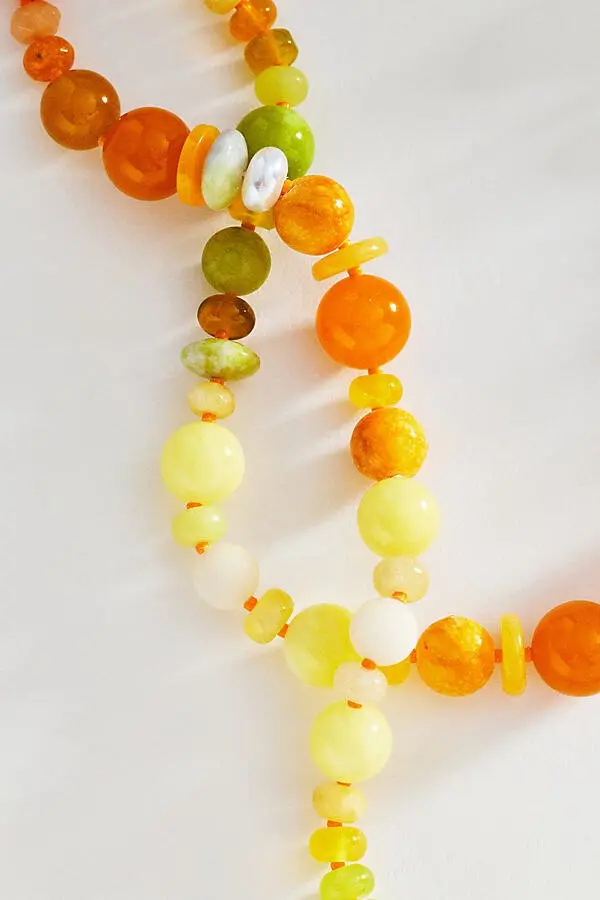 Anthropologie Multi-color Beaded Necklace - Citrus