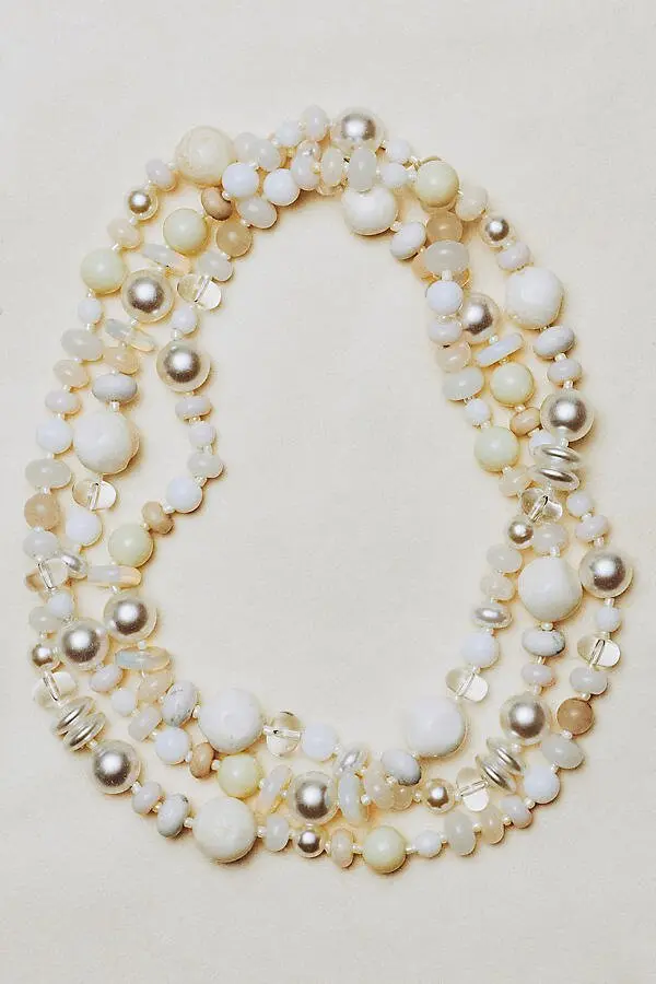 Anthropologie Multi-color Beaded Necklace - White