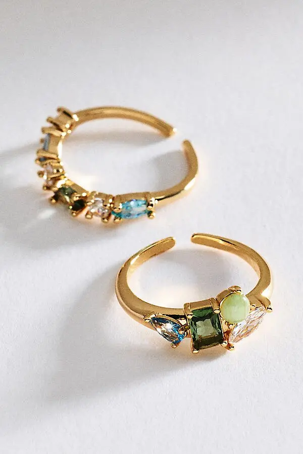 Anthropologie Crystal Cluster Ring Set - Turquoise