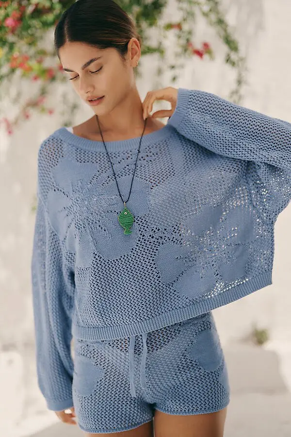 L*Space Island Time Cotton Sweater - Light Blue