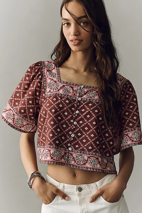 Rails Ellen Cotton Short Sleeve Blouse - Flower Chain