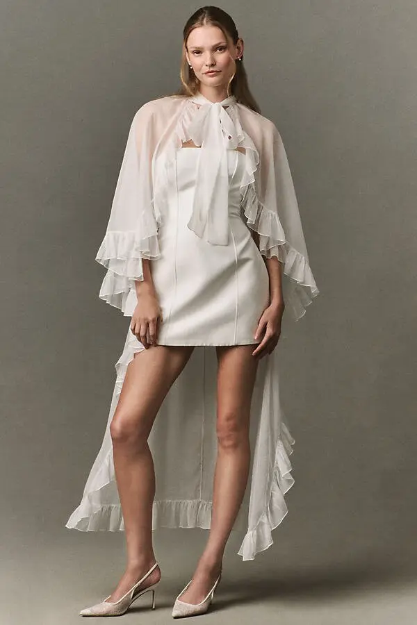 MARE MARE High-low Ruffle Cape - Ivory