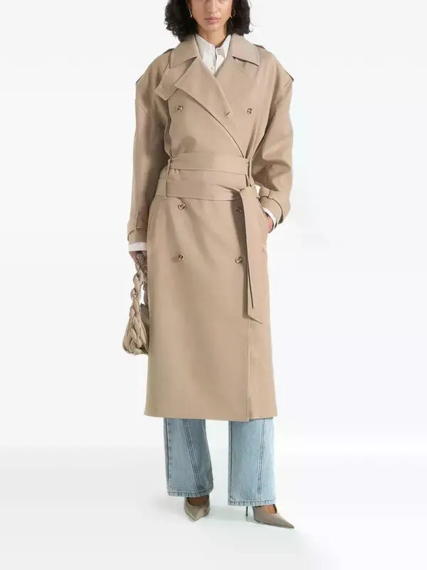 Manière De Voir Beige Double Belted Trench Coat