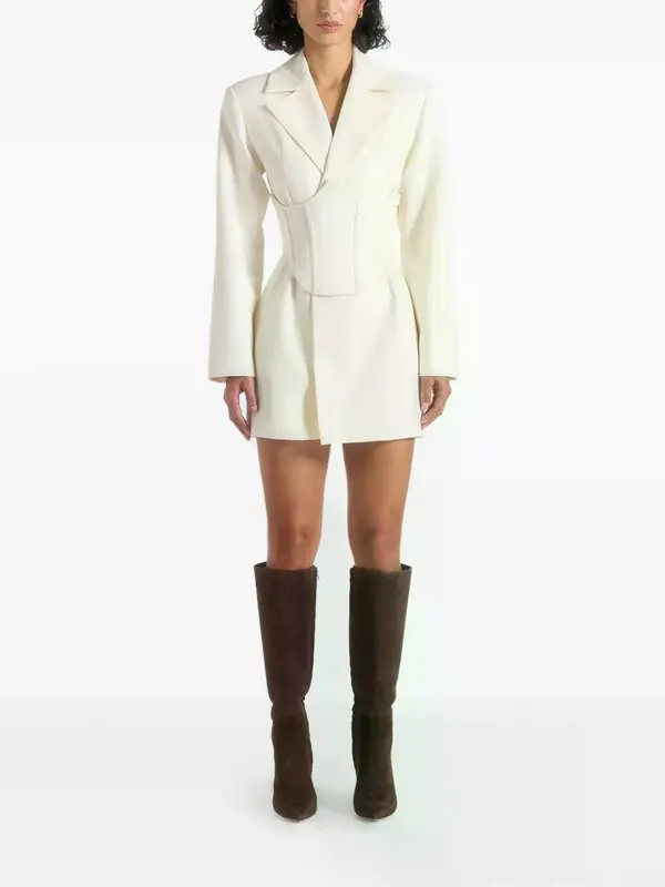 Manière De Voir Off-white Tailored Blazer Dress With Reversible Belt - Neutrals