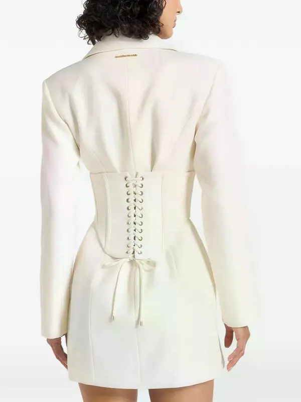 Manière De Voir Off-white Tailored Blazer Dress With Reversible Belt