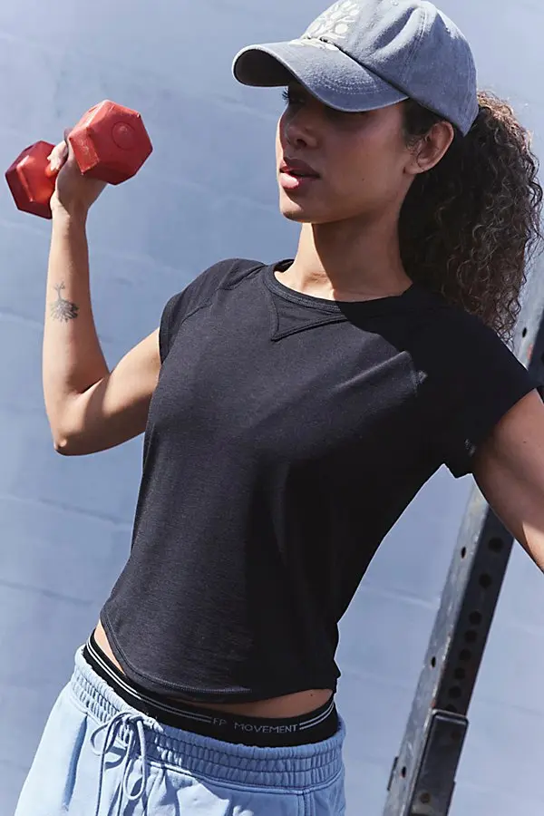Free People Tempo Uv Protection Baseball Tee - Black