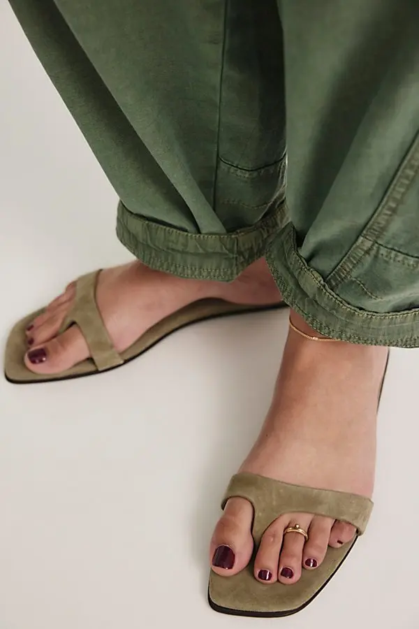Jeffrey Campbell Wedgie Thong Sandals - Khaki Suede