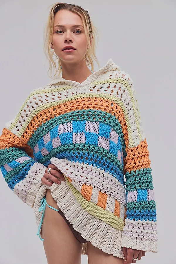 Free People Poolside Crochet Hoodie