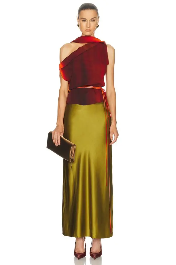 LAQUAN SMITH Asymmetrical Sleeve Scarf Top