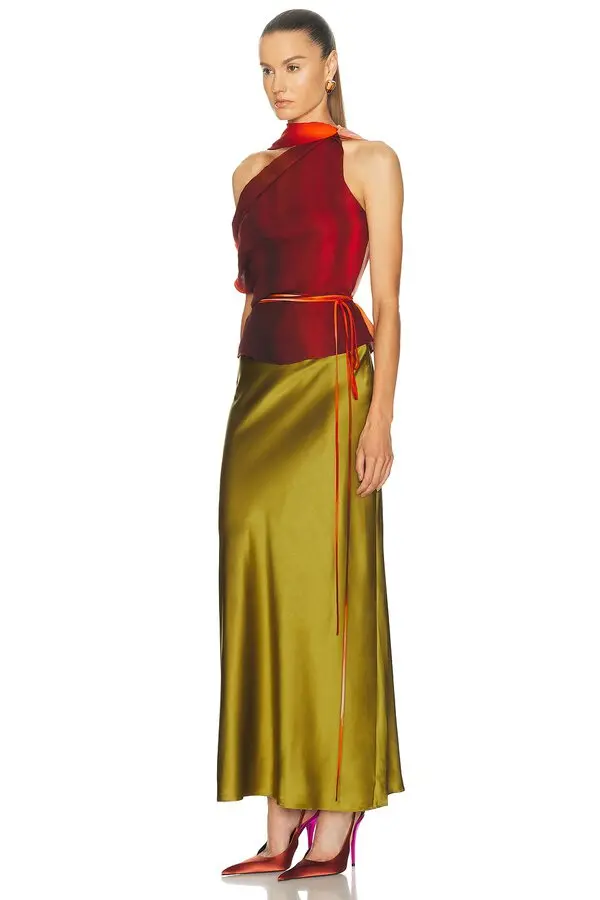 LAQUAN SMITH Asymmetrical Sleeve Scarf Top