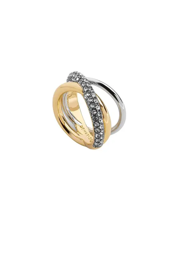 Demarson Aya Ring - Gold  Gunmetal  & Crystal