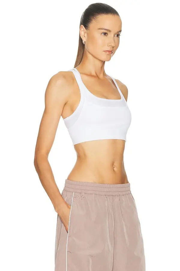Beyond Yoga Seamless Double Layer Mesh Bra - White