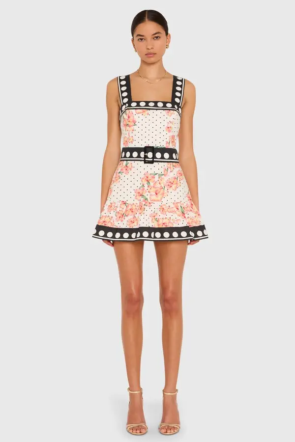 Amanda Uprichard Lena Skort Romper - Hibiscus Dot