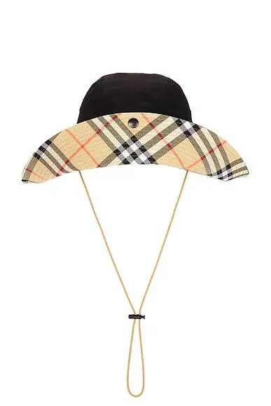 Burberry Water-resistant Cotton Gabardine Bucket Hat With Equestrian Knight Embroidery - Black