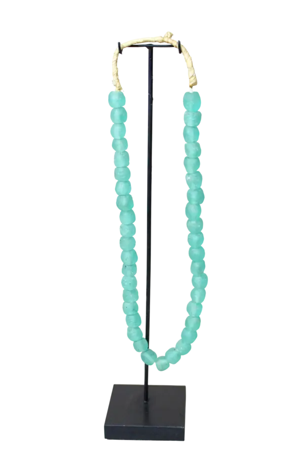 Botanical Boys Ghana Glass Beads Necklace, Light Teal Eighty Five Sixteen - Blue